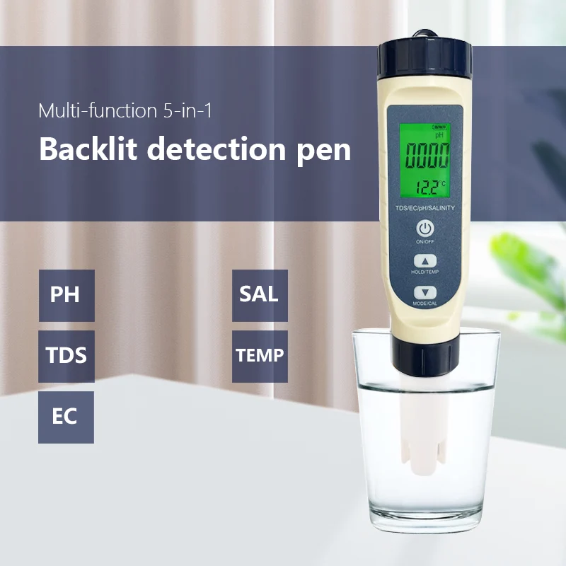 2023 Newest Digital 5 in 1 Multifunctional Salinity Tds Units Water ...