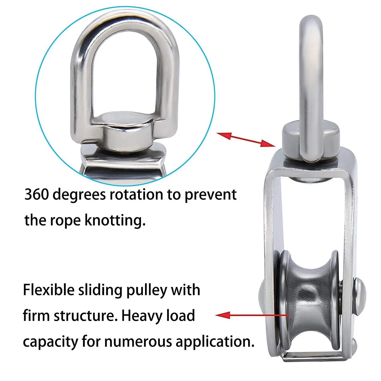 Stainless Steel Fittings Lifting Double Pulley Block Wheel Swivel ...