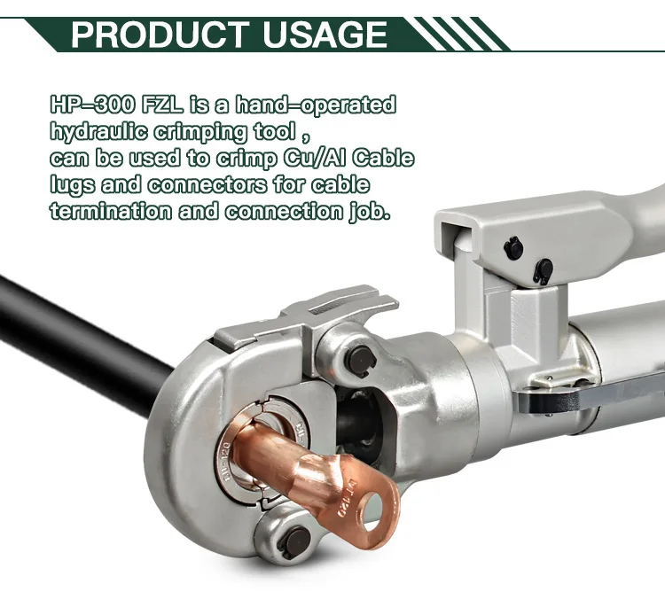 HP-300FZL Hydraulic Cable Crimper 16-300mm2 with Latch Type Rotatable ...