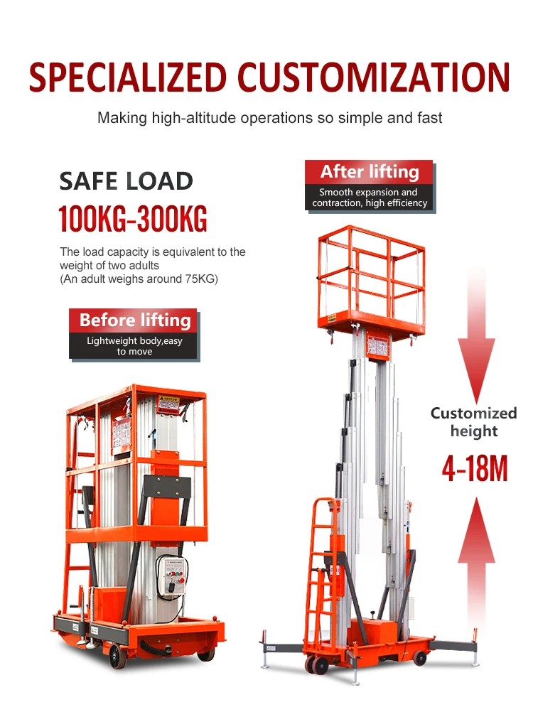 Manual Mobile Vertical Double Mast Aluminum Alloy Portable One Man ...