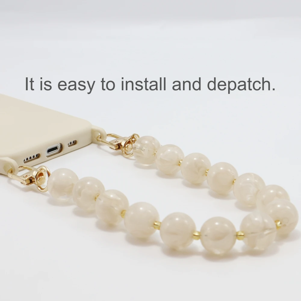 Wrist Beaded Phone Strap Acrylic Plastic Bead Mobile Phone Lanyard ...