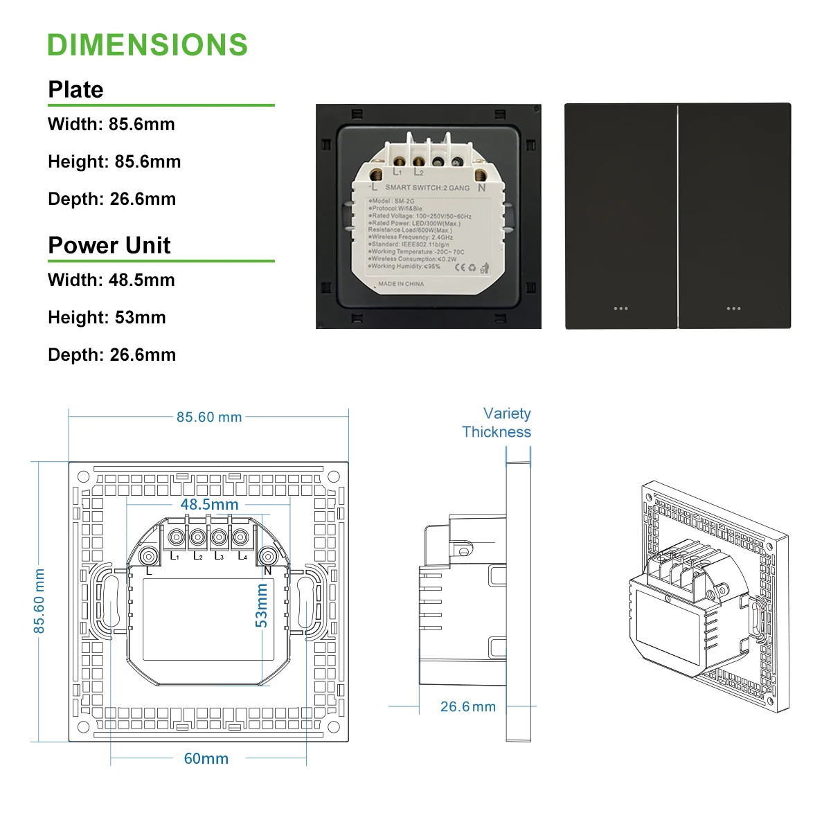 3 Gang 3 Way Zigbee Wifi Smartlife App Remote Control Switch