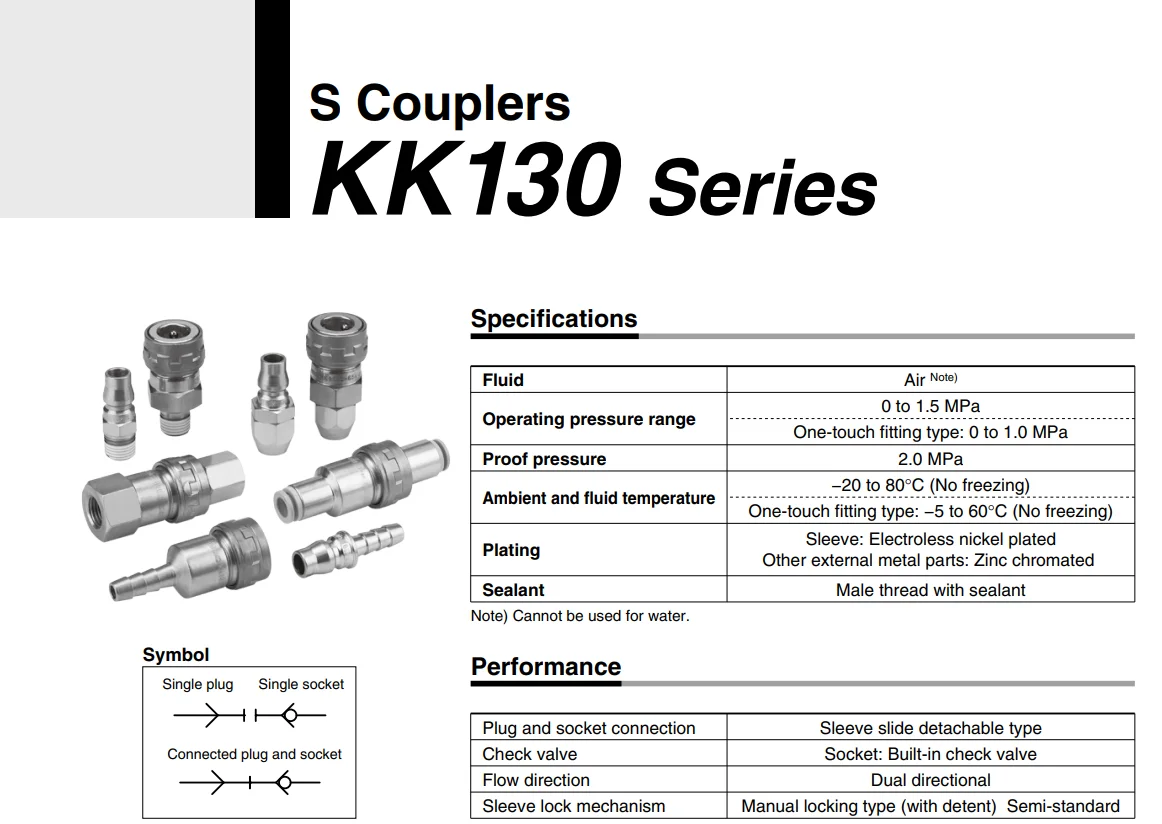 Kk130 Series S Couplers Kk130s_l_b Socket Barb Fitting Type (for Rubber Hose) Smc Couplers ...