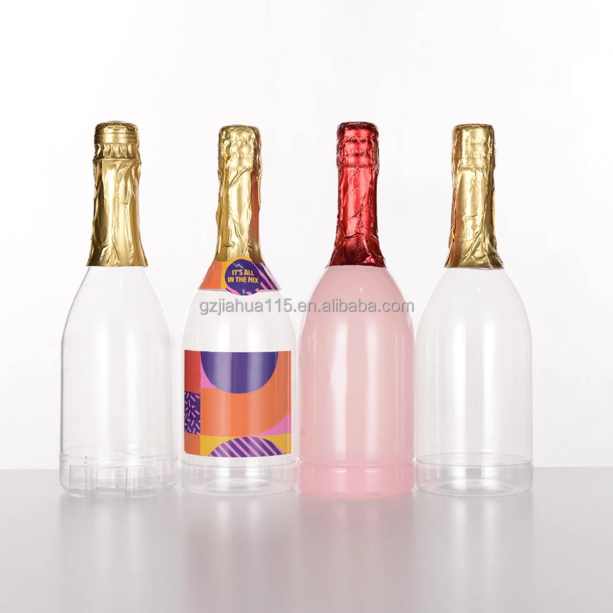 Clear PET Plastic Champagne Bottle for Chocolate Packaging