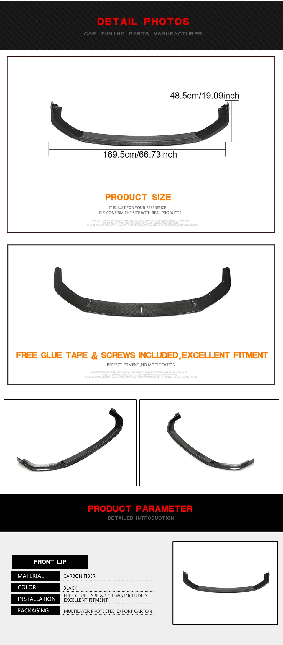 Carbon Fiber Polo 6 Front Lip Spoiler For Vw Polo Mk6 Gti Hatchback 4 ...