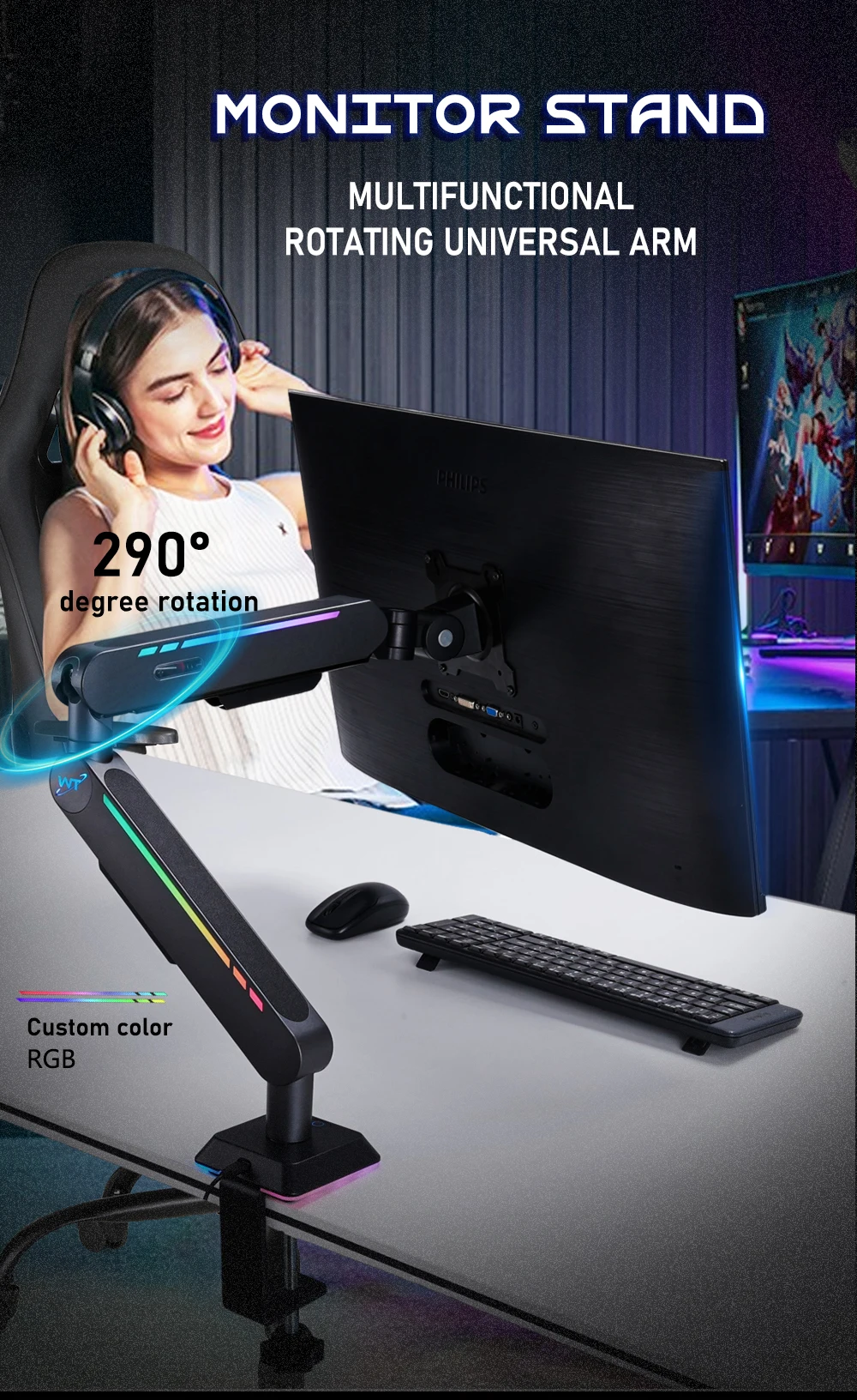 Profile Monitor Mounts Triple Screen Arm Floor Bracket Mechanical ...