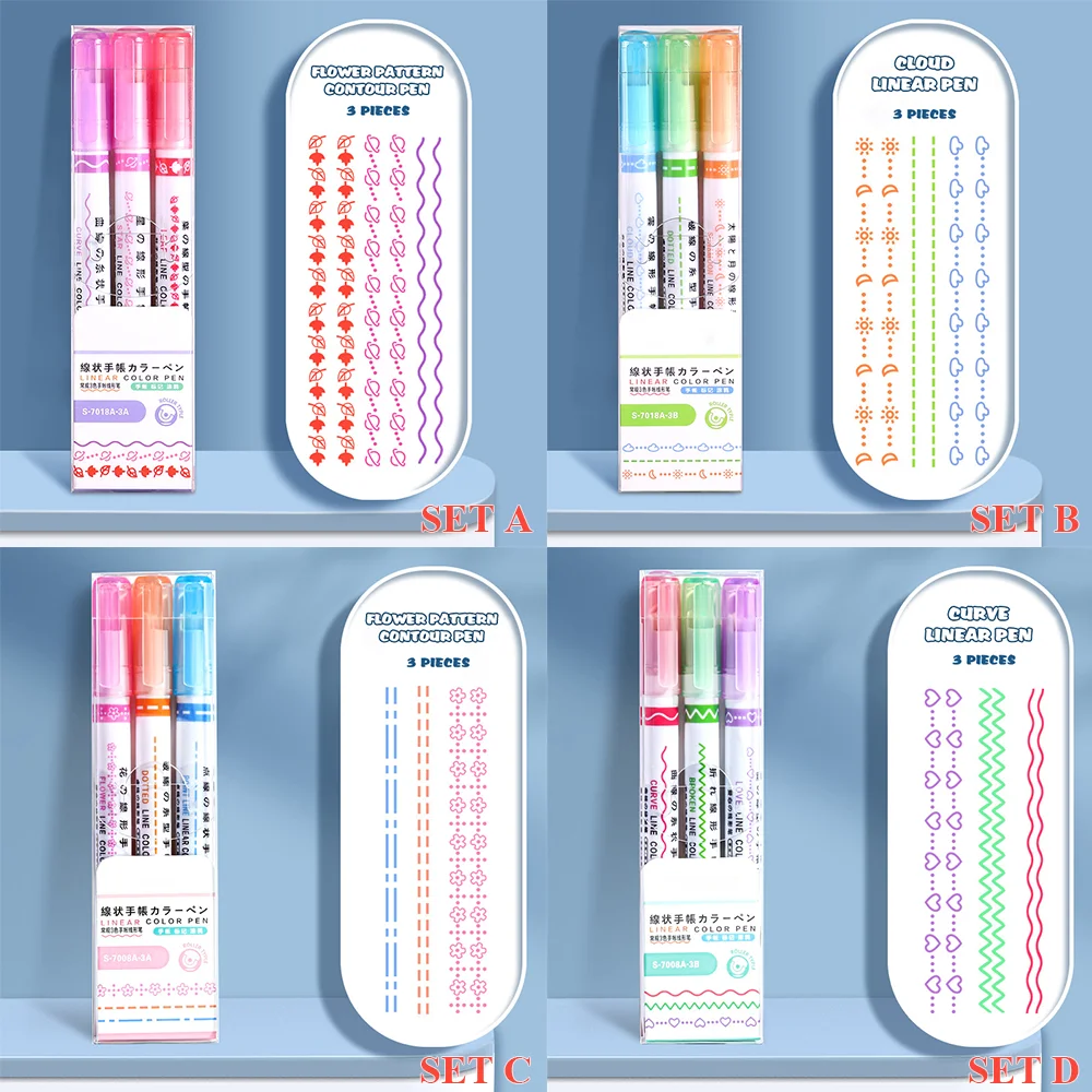 Stationery Roller Pen Markers - Quick Drying & Cute Patterns