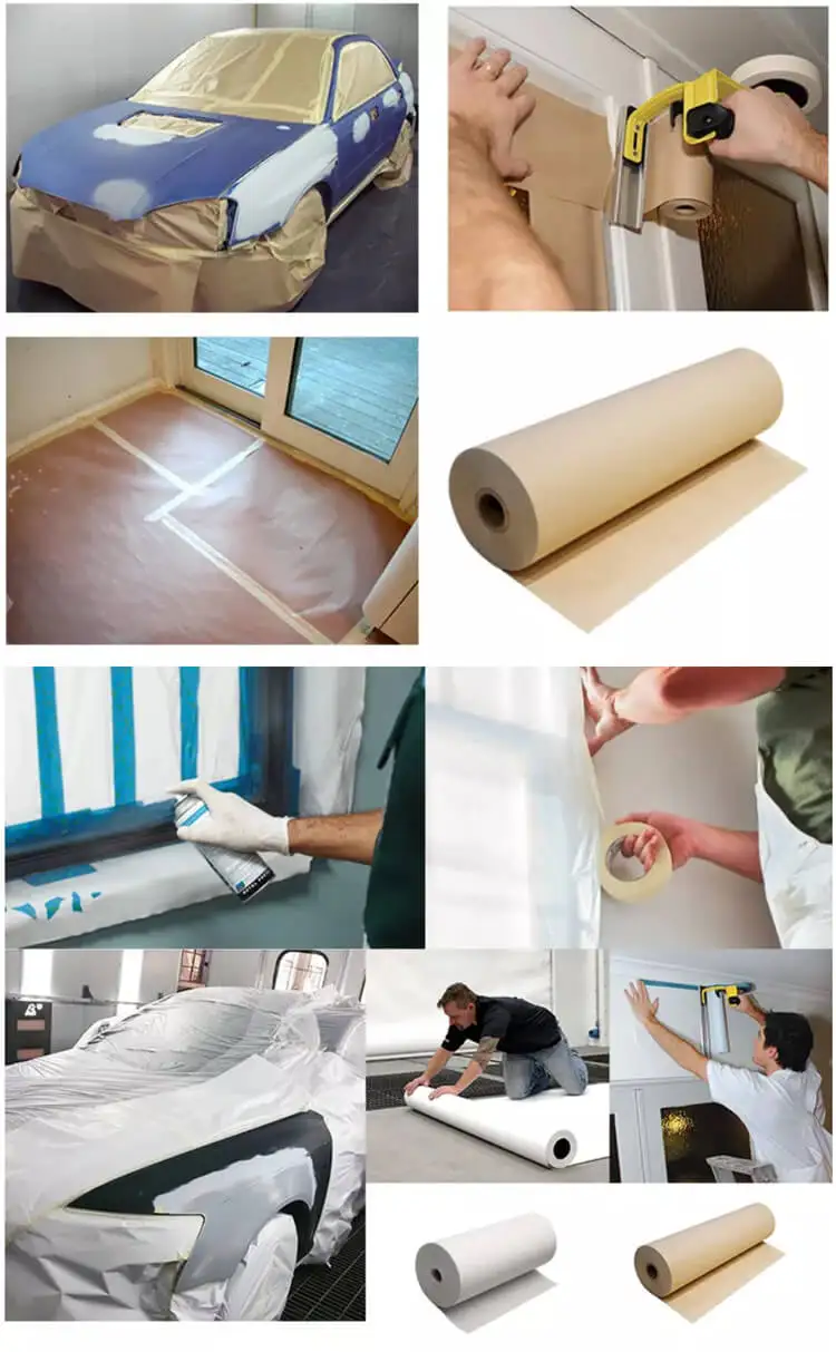 Brown White Masking Paper Roll Car Body Covering Paper Automotive ...