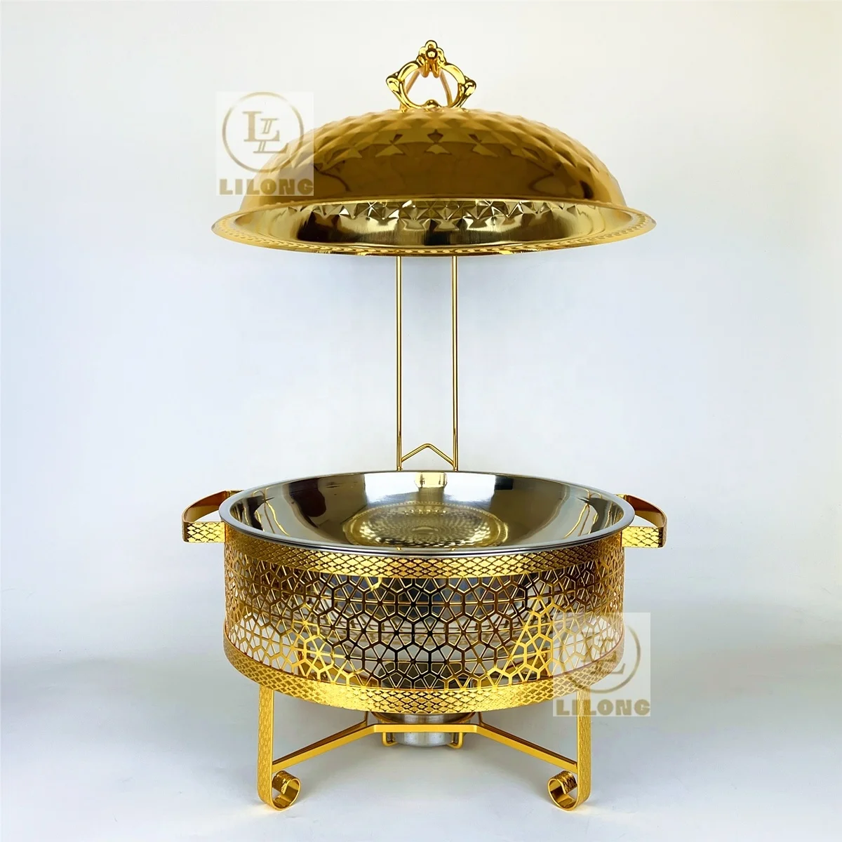 Luxury 4.5l 8l Gold Stainless Steel Chafing Dish With Food Warmer And ...