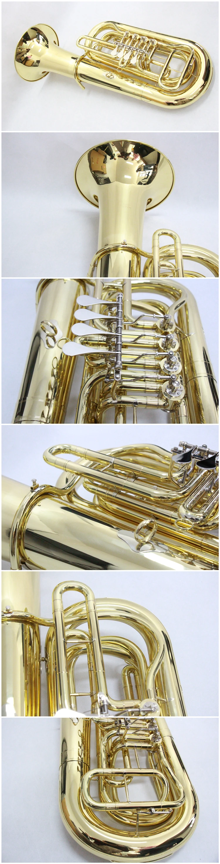Gold Lacquer Bb Tuba Brass Instrument with 4 Valves & Accessories - OEM ...