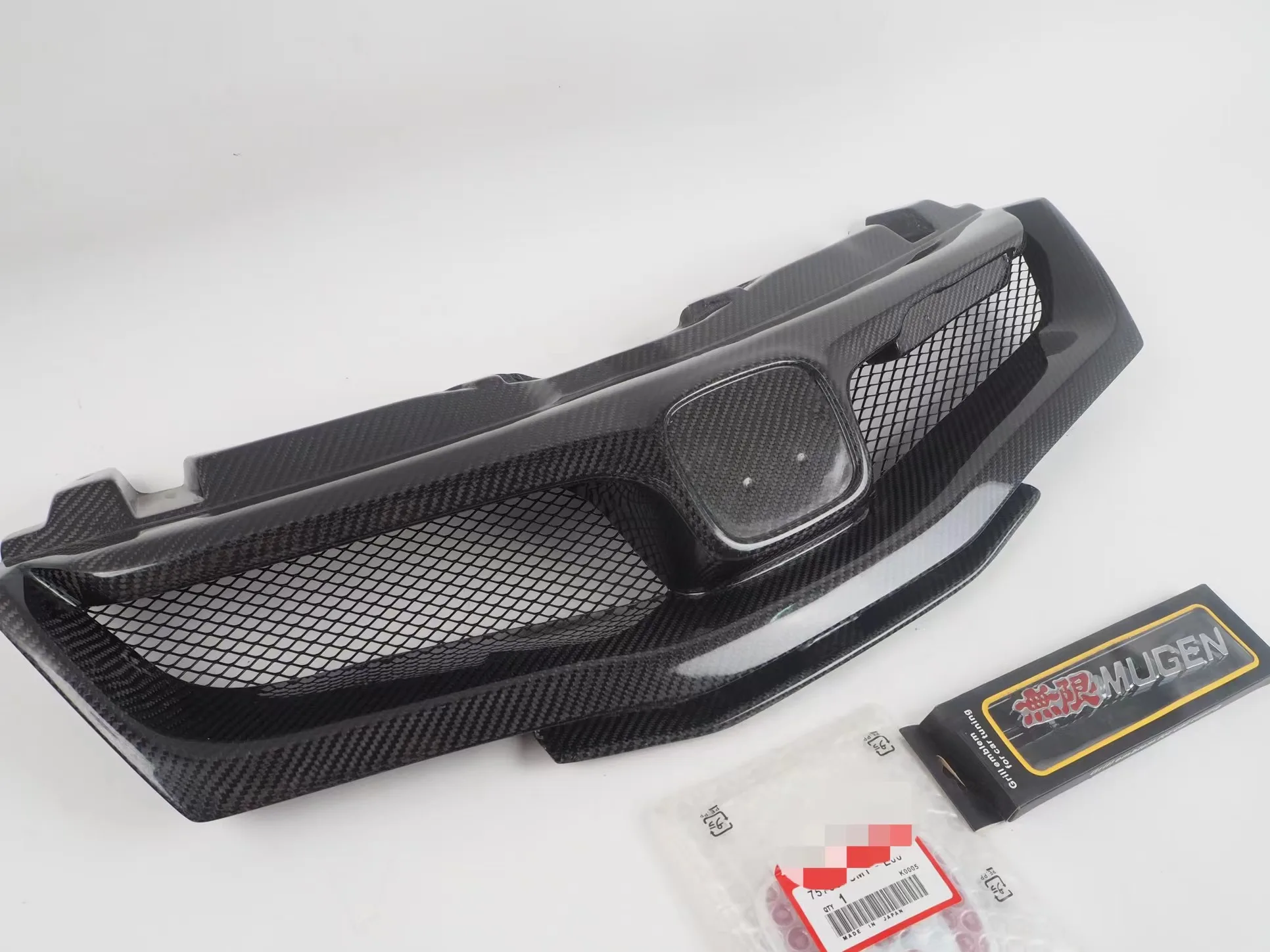 Fn2 Carbon Fiber Grill For 06-12 Honda Civic Fn2 Mugen With H-logo ...