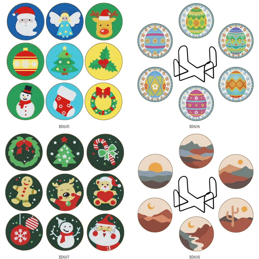 5d Square Special Shape Drills Mandala Diamond Art Painting Coaster Set ...