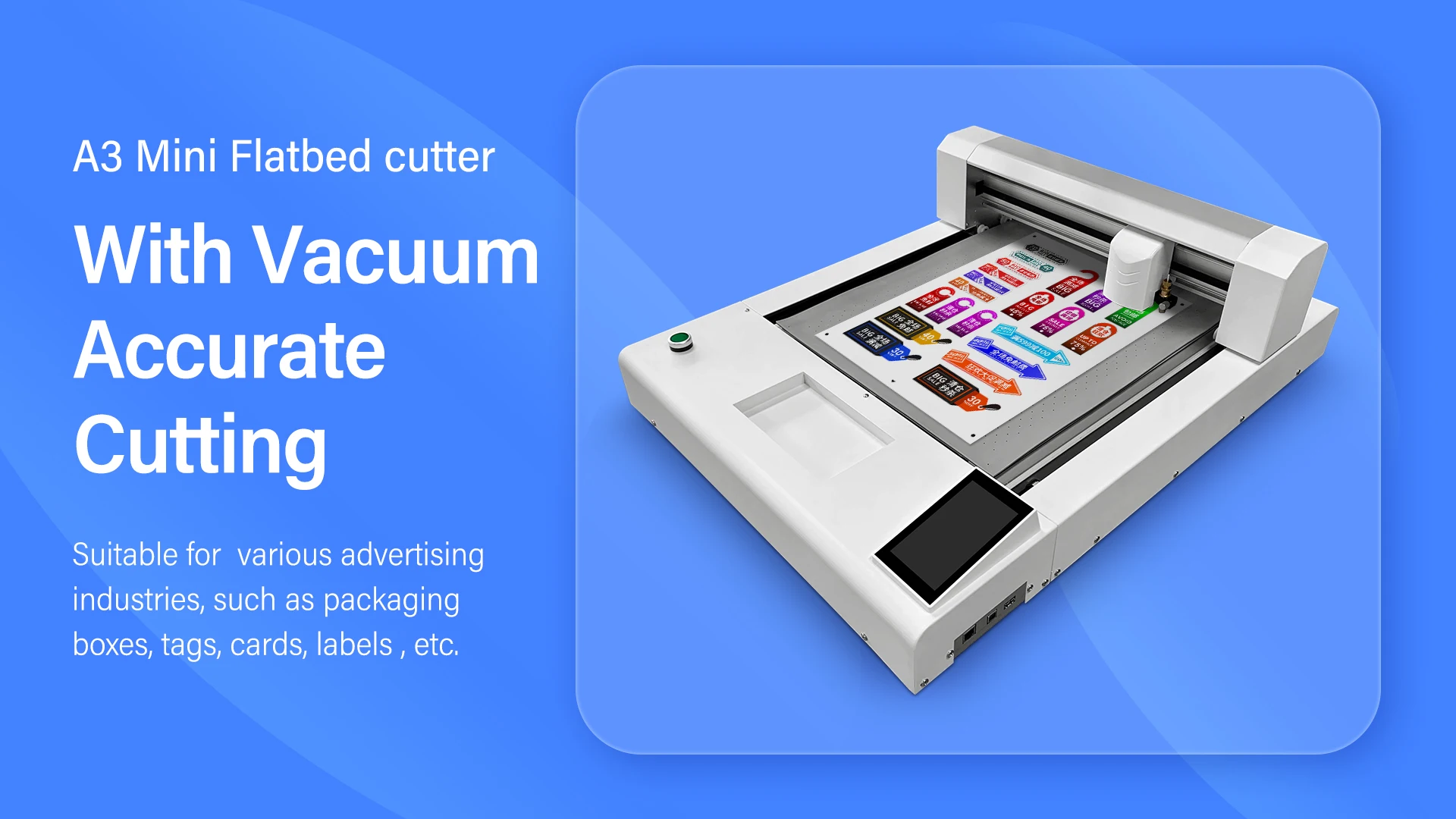 A3 Digital Flatbed Cutting Machine - Die Cutter with Vacuum