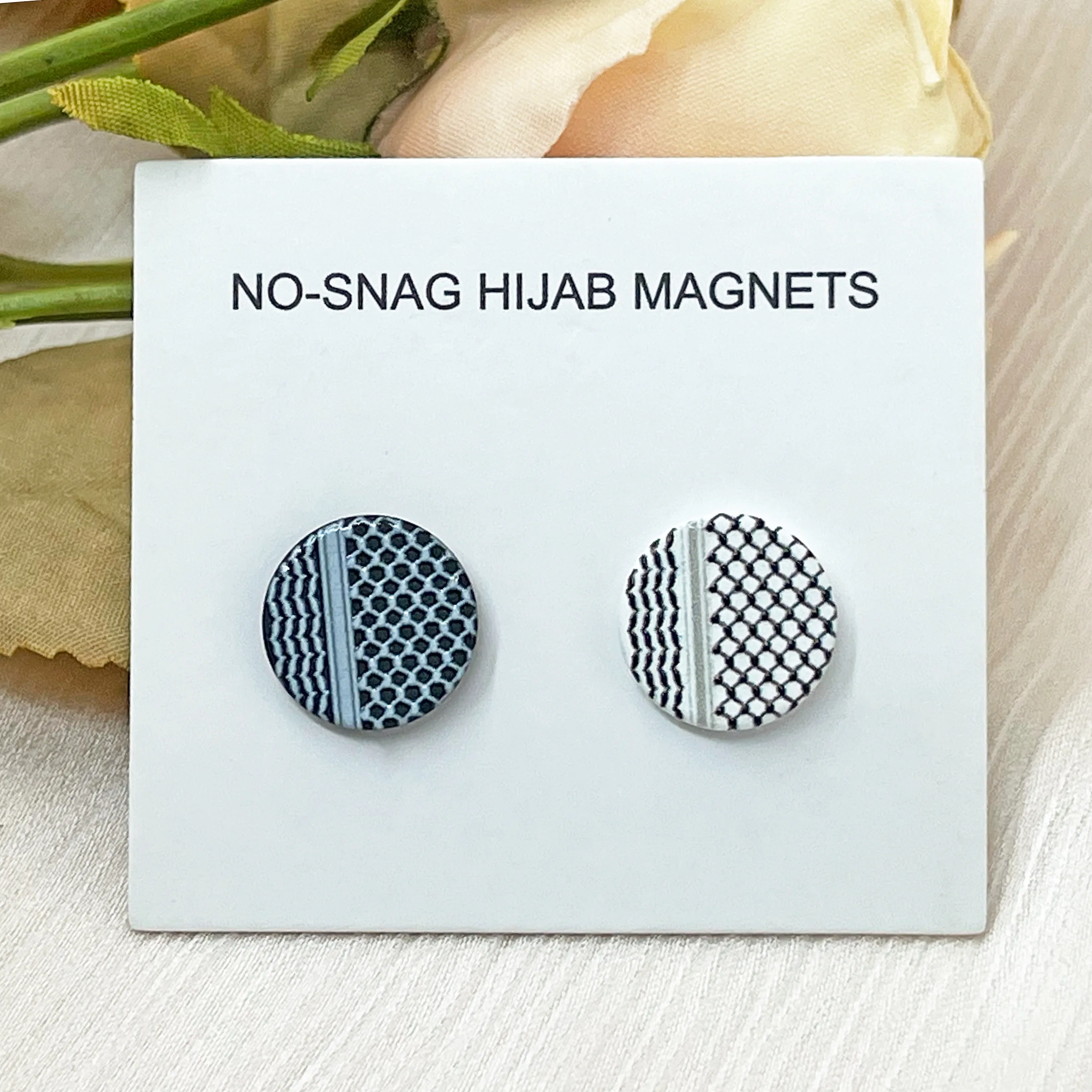 Stylish Magnetic Hijab Pins with Keffiyeh Print Custom Logo