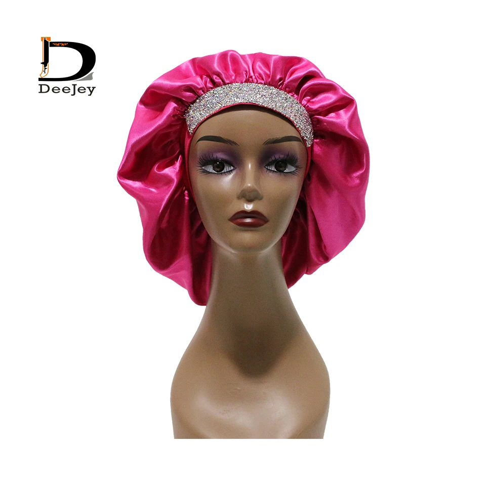 Custom Logo Soft Satin Bonnets Double Sided Designer Hair Bling Bonnet ...