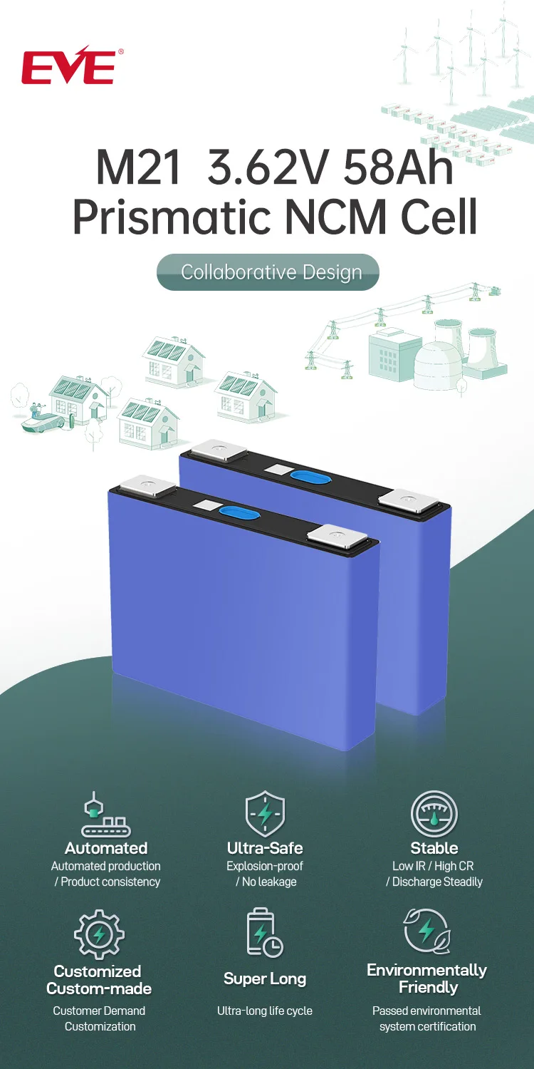 Eve M21 Ncm 58ah Inp58p 3.62v 3.7v Prismatic Lipo Battery Cell Ev Car ...