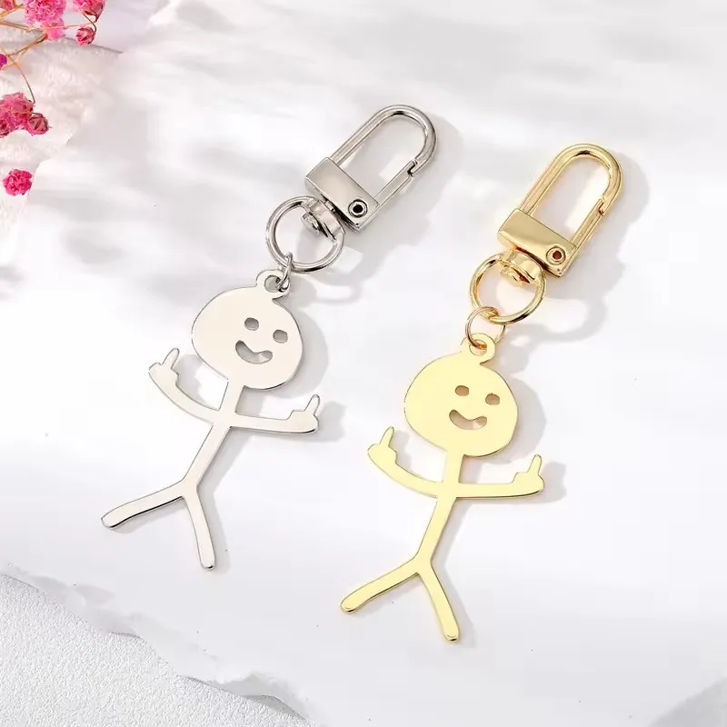 Xun Xin Funny Middle Finger Stickman Keychain Stainless Steel School ...