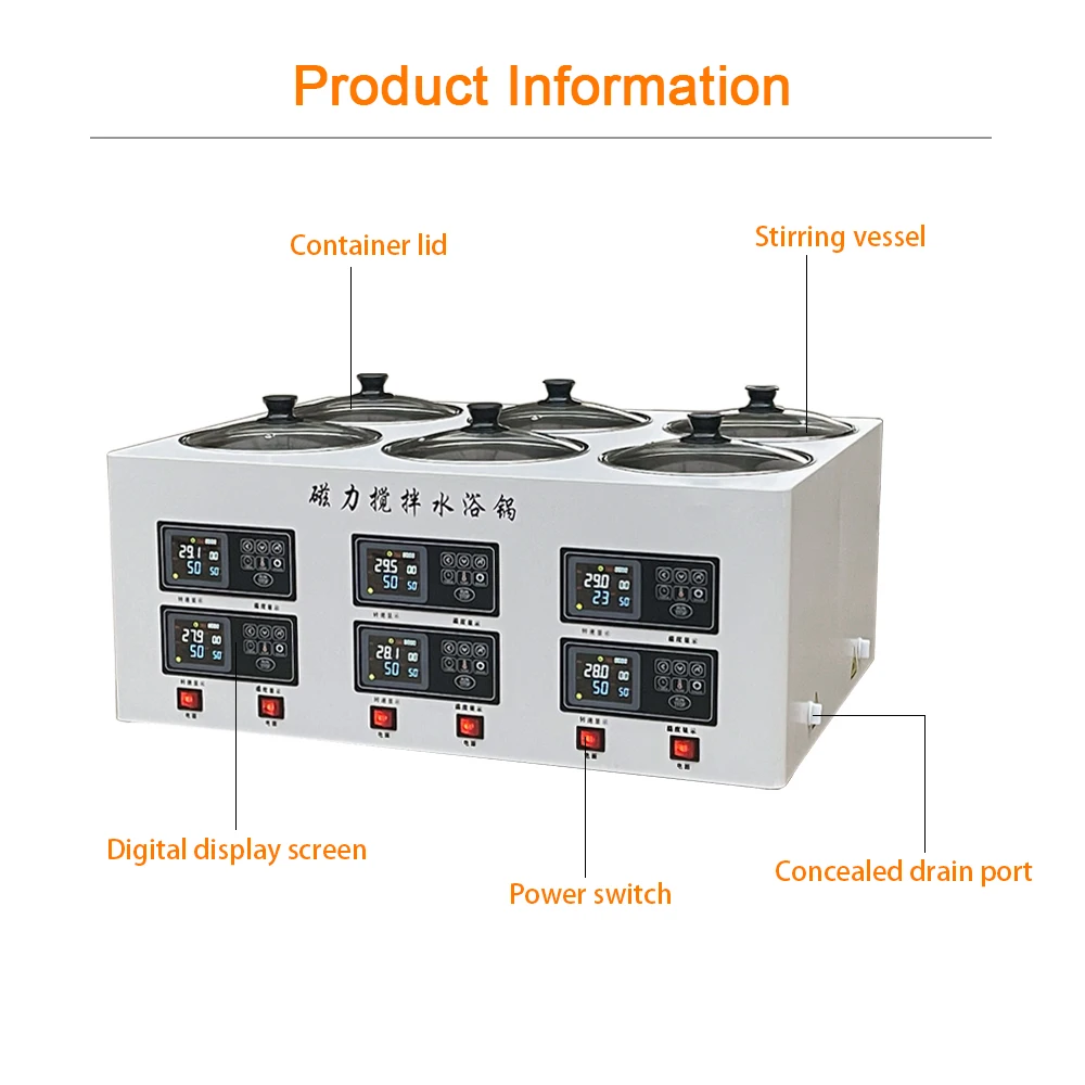 Lab Stainless Steel Water Bath Magnetic Stirring Water Bath Two Holes ...