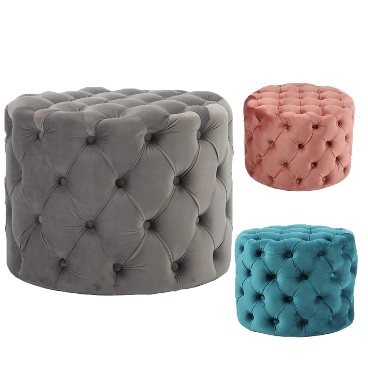 Modern Upholstery Tufted Inflatable Knitted Moroccan Pouf Small Poof ...