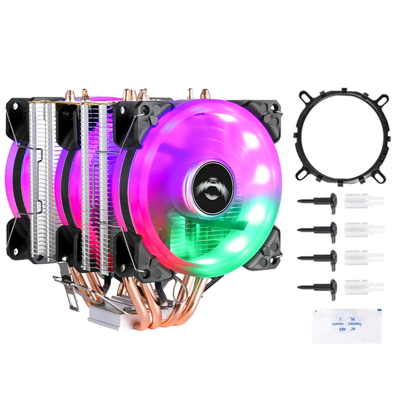 4 Heat pipe Copper pipe CPU Cooler Illuminated 3 fans Quiet AMD AM4 ...