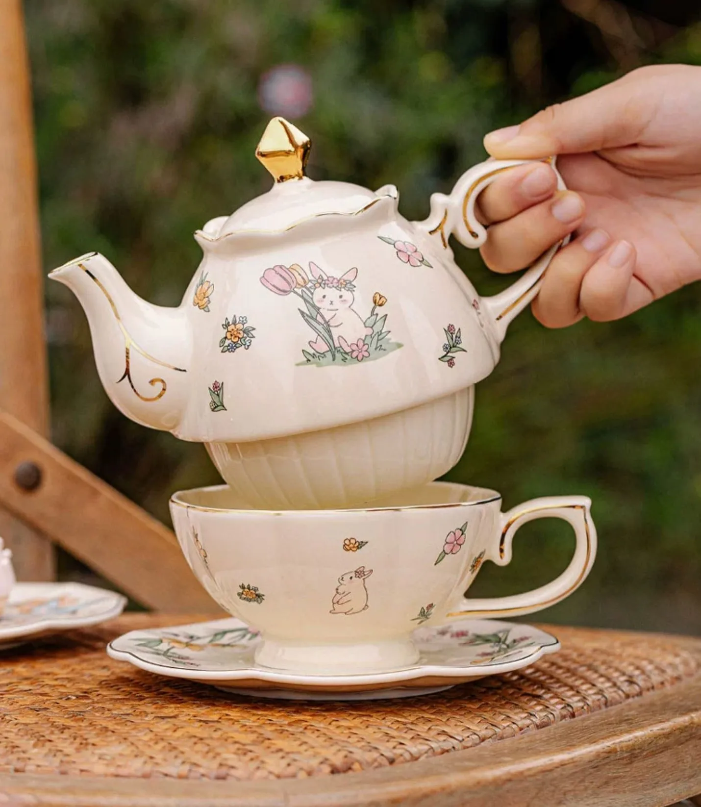 New Design Lovely Style Tea Set Tea For One Fine Bone China Tea Pot ...