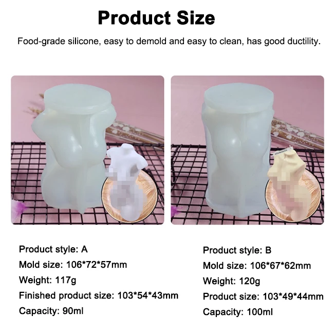 Handmade DIY Resin Female Human Body Statue Candle Making Mould 3D ...