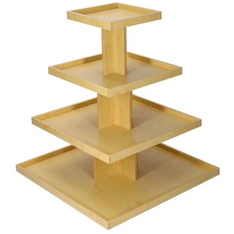 Custom Wooden Display Shelf Tower - Double-Sided Wood Display Stand for ...