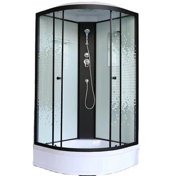 All In One Complete Smart Quadrant Moulded Fully Enclosed Black Shower ...