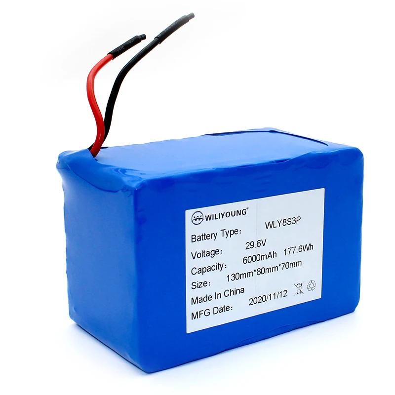 Customized Size 18650 8s3p 29.6v 6000mah 177.6wh Li-ion Battery Pack ...