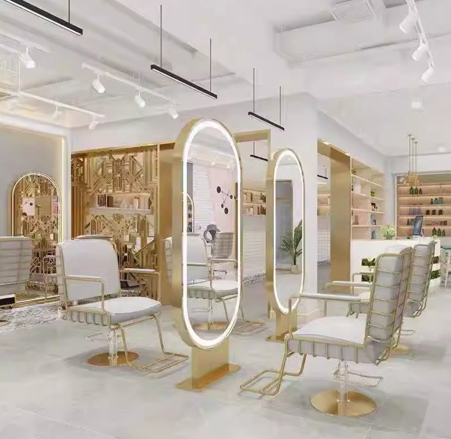 Luxury Light Led Double Side Mirror Station Barber Stations Salon ...