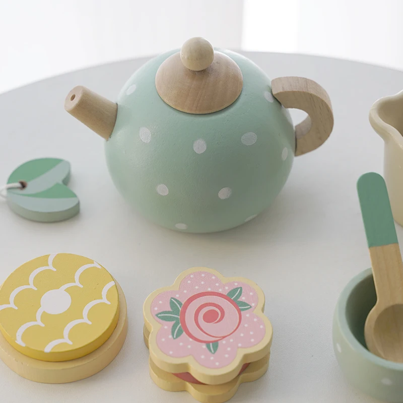 Little Girls Wooden Tea Set Wood Toys Toddler Tea Set Play Kitchen ...