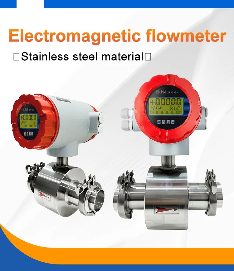 Electromagnetic Flowmeter 4-20ma Rs485 Digital Lcd Screen Pulse Liquid Flow Meter Clamp Ss304 ...
