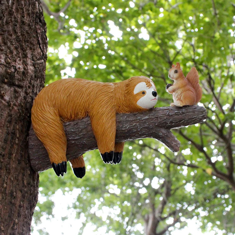 Garden Sloths Decor Exquisite Resin Squirrel Gardening Tree Ornaments ...