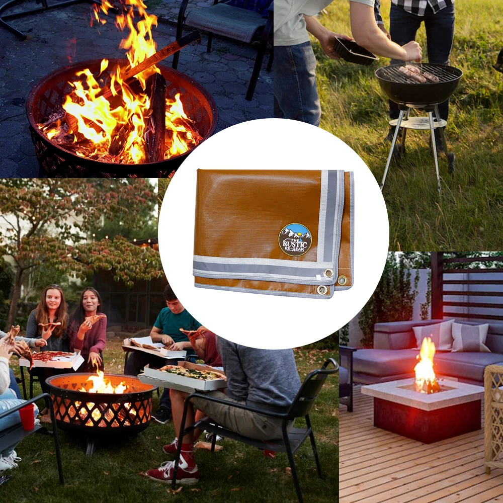 60*67 Inch Fire Pit Mat Under Grill Deck Patio Thick Heat Resistant ...