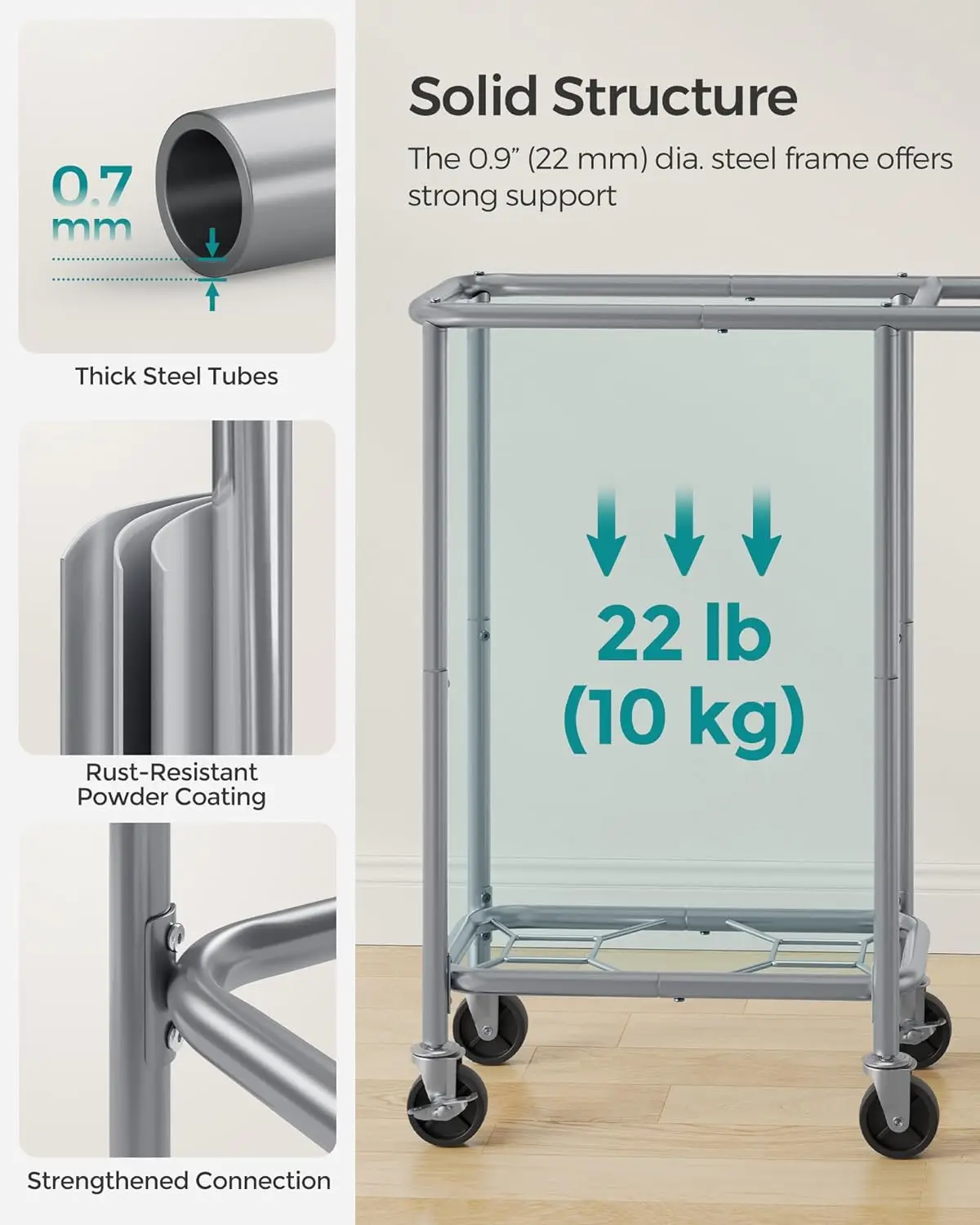 100l Laundry Basket With Wheels Collapsible Laundry Hamper Rolling ...