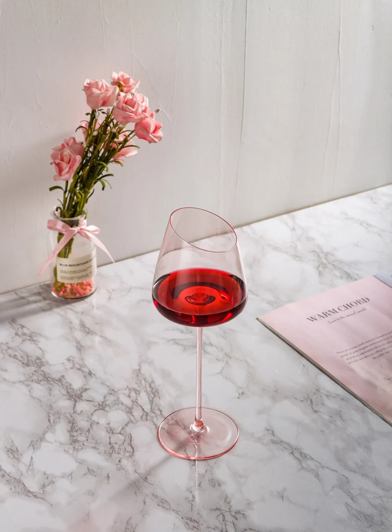 Large Red Wine Glasses - Elegant Slanted Rim Design