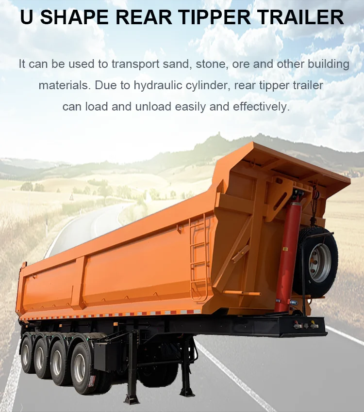 U Shape Dump Trailer 30 35 40 Cbm End Dumper 60 Ton 80 Ton Mining Rear ...