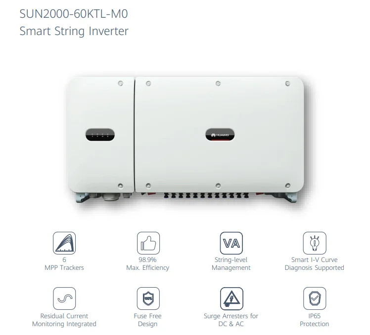 Huawei Sun2000 Solar Power Inverters With Charger 60kw On Grid Solar Inverter 3 Phase Inverter ...