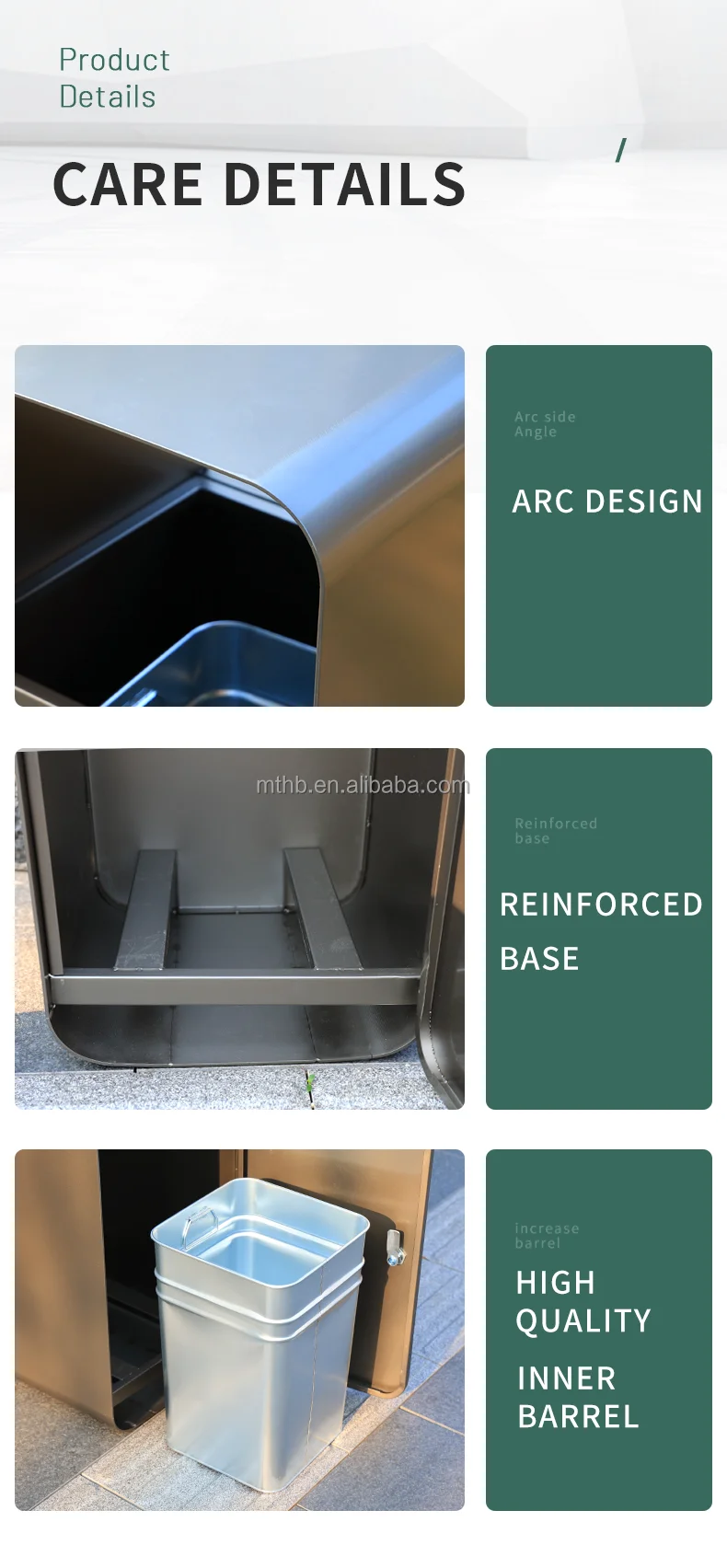 High Quality Commercial Galvanized Metal Trash Can Dustbin Stainless ...