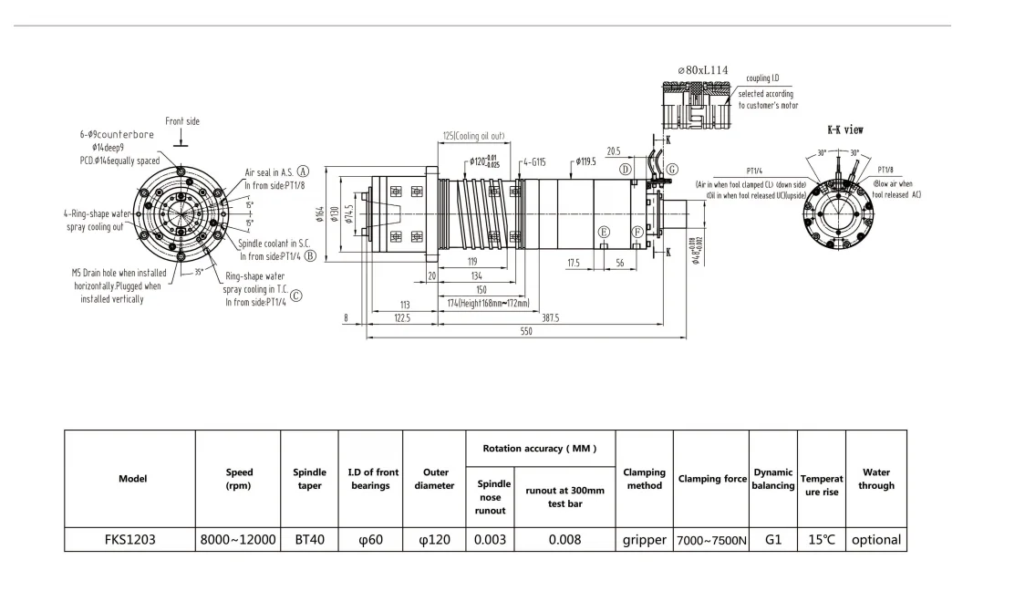 High Speed CNC BT30 40 50 Direct Drive Spindle - 6000-15000 RPM