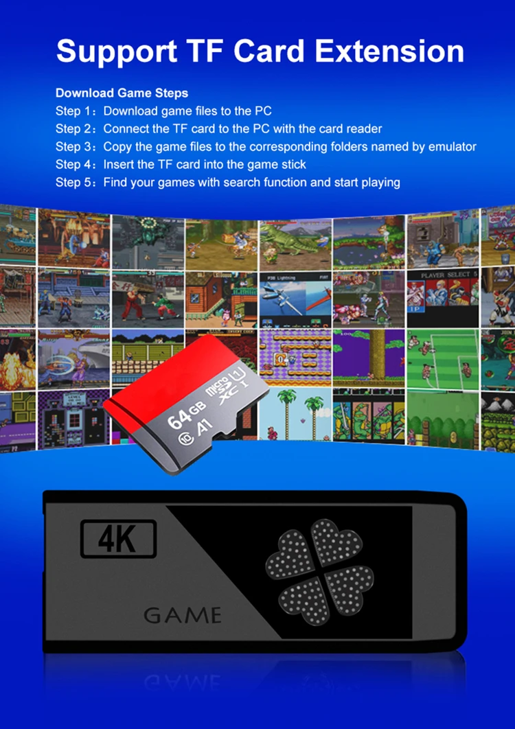 Mini Retro Console with 64GB Wireless Video Game Consoles