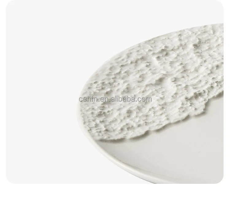 Modern Rock Design White Dinner Plates - Ceramic