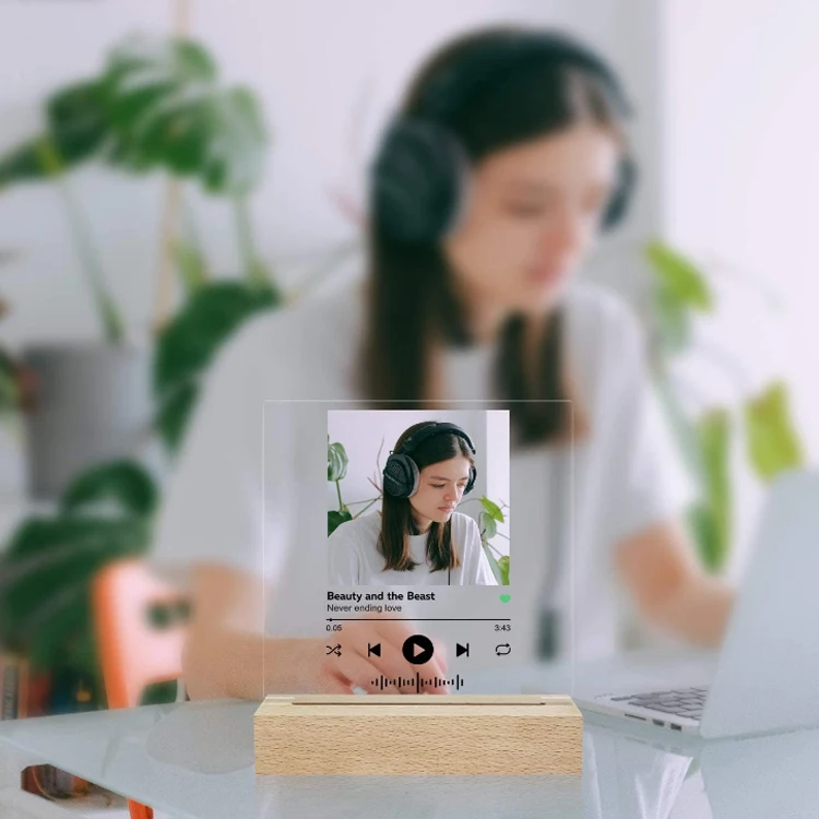 Custom Photo Music Album Cover Night Light - Engraved Name