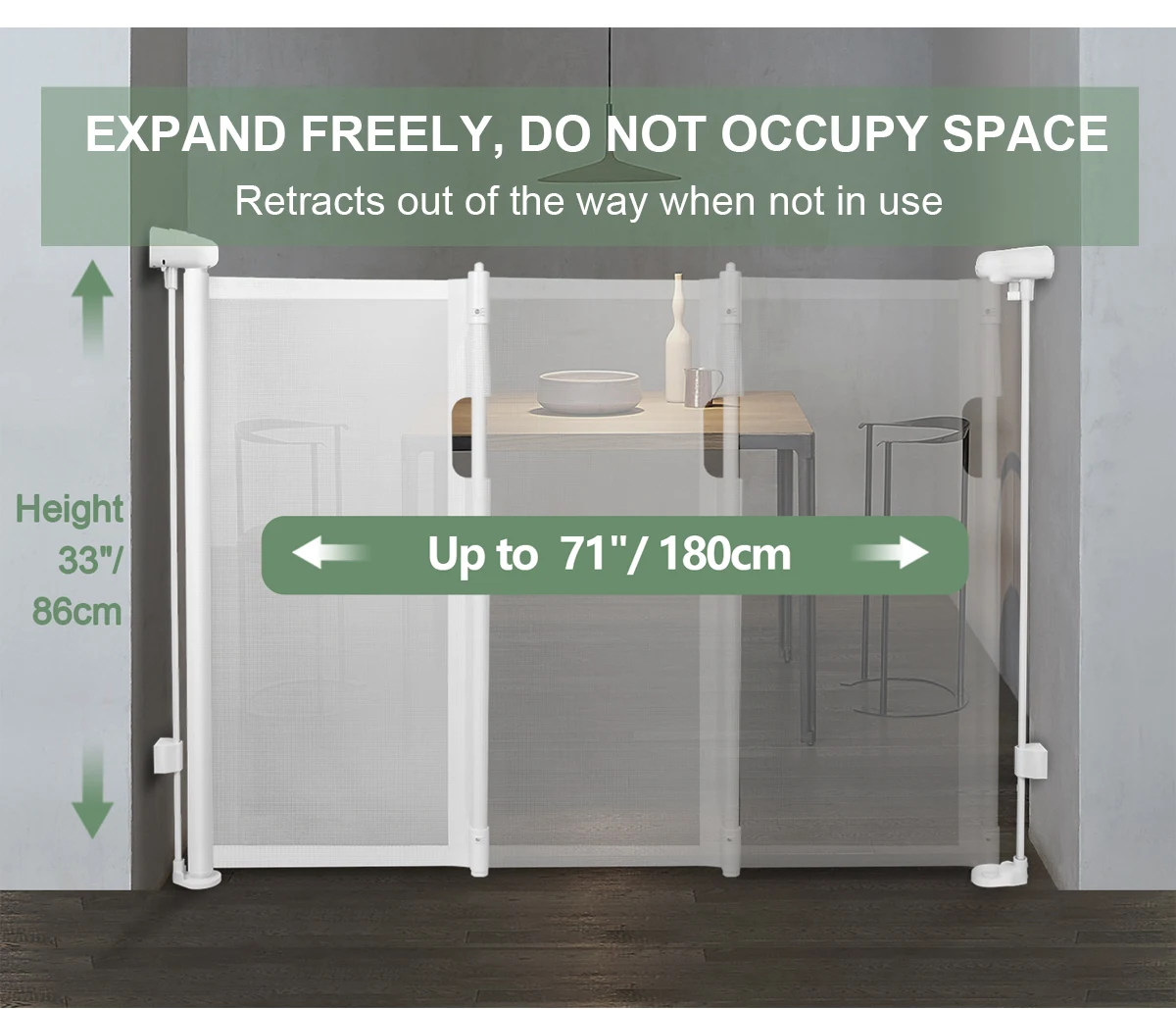 En1930 Kids Stair Barrier Retractable Stair Baby Gate For Extra Wide ...