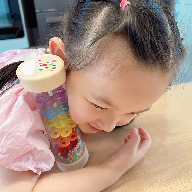 Montessori Baby Wooden Rain Sound Tube Hourglass Game Educational ...