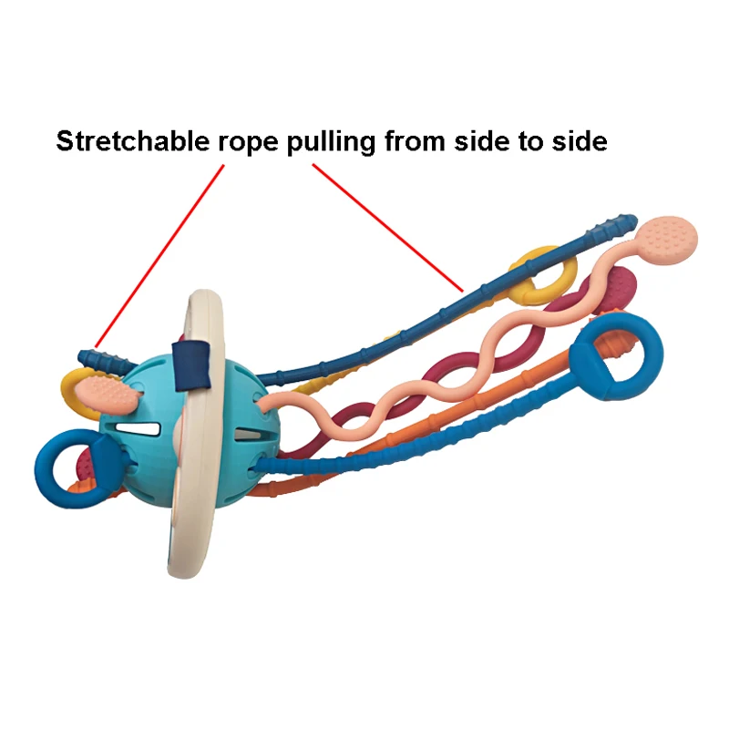 Baby Funny Puller Sensory Pull String Toy Push Pop Silicone Rope Kids ...