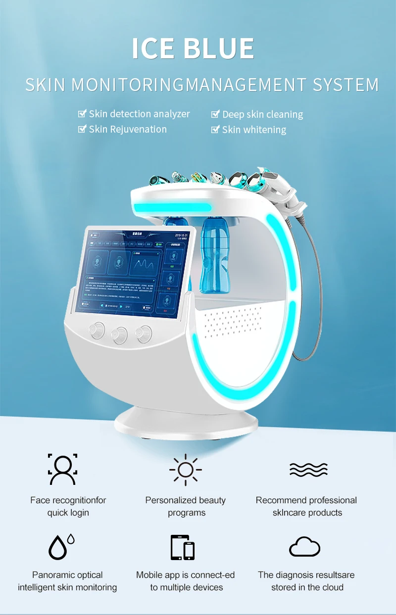 2024 Portable Hydra Oxygen Facial Smart Ice Blue Machine For Facial ...