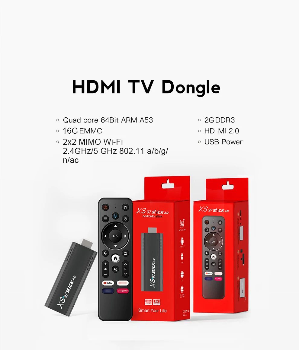 XS97 Stick - Enjoy 4K HDR, Dual Band Wifi, and Multi Languages