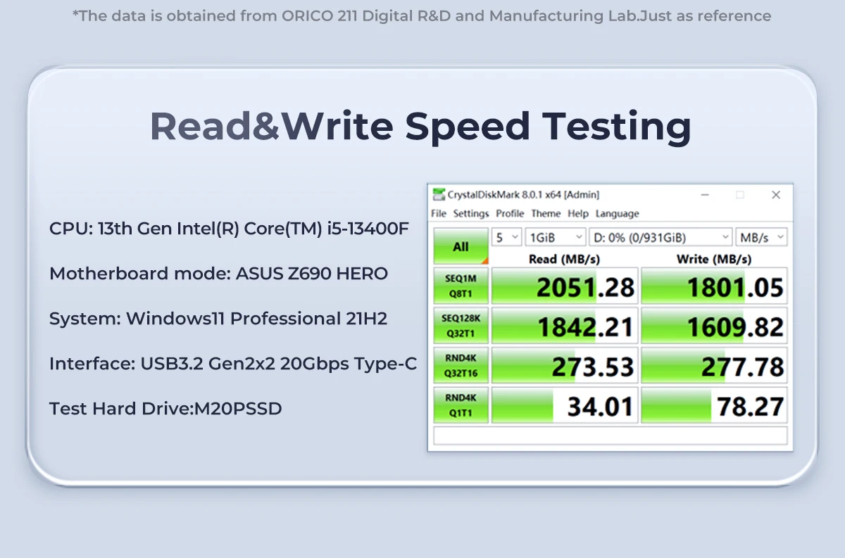 Orico Portable 512gb Ssd 2000mb/s External Solid State Drive Data ...