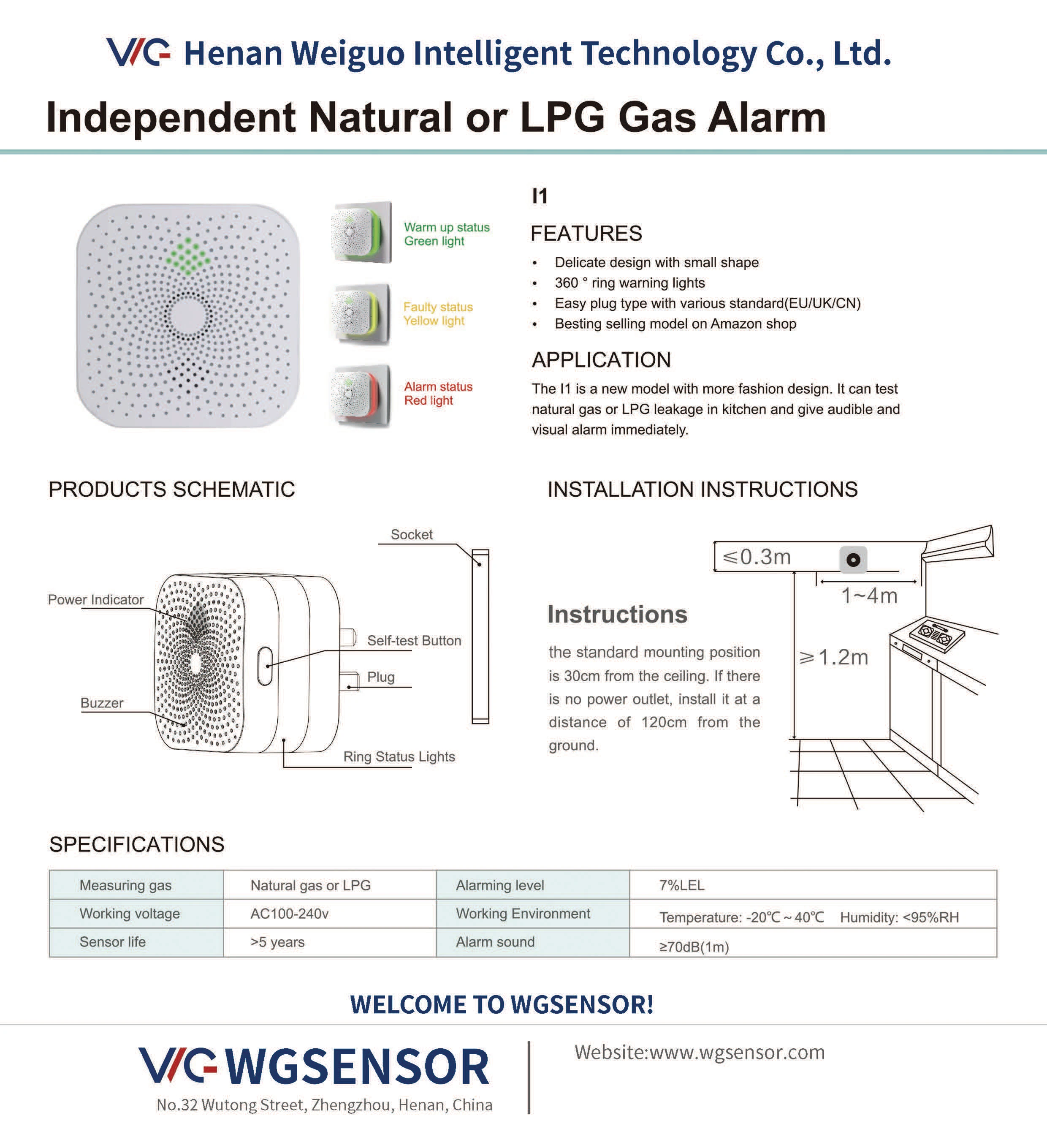 Cooking Gas Leak Natural Gas Detector Lng Kitchen Cooking Gas Detector ...